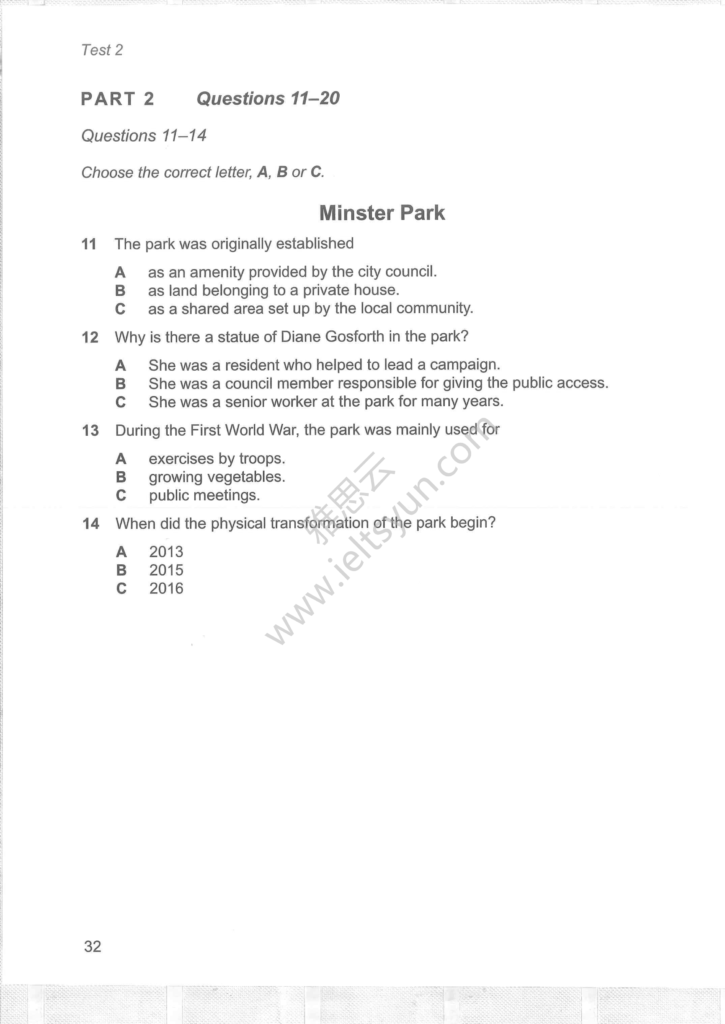 雅思听力真题在线测试 剑15 TEST#2 Cambridge IELTS 15 Listening Test 2-雅思云